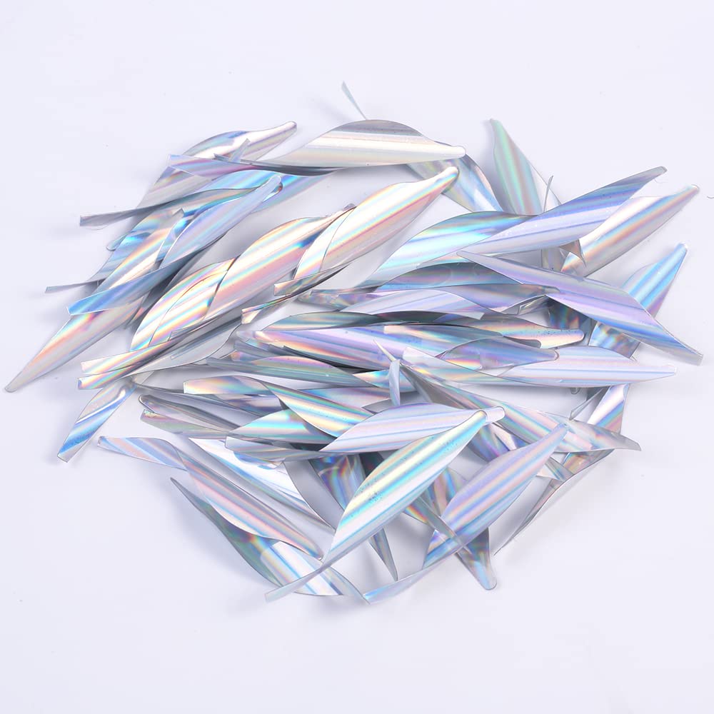 BICASTER Spin Vanes 2inch LH/RH Arrow Vanes Fletches - 50pcs (Left Handed, Colorful Silver)