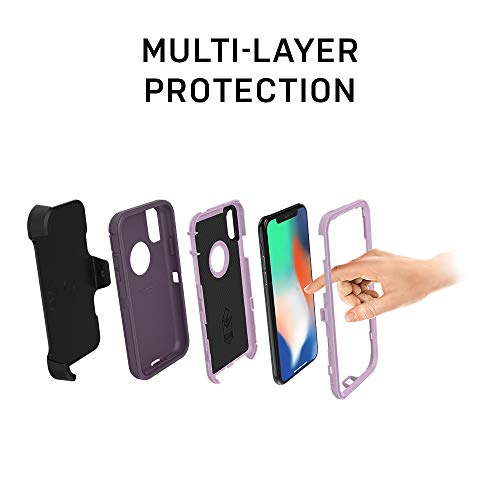 OtterBox DEFENDER SERIES SCREENLESS EDITION Case for iPhone Xs & iPhone X,Polycarbonate shell,Synthetic rubber slipcover,Polycarbonate holster - Retail Packaging - BIG SUR,Built-in Screen Protector (PALE BEIGE/CORSAIR)