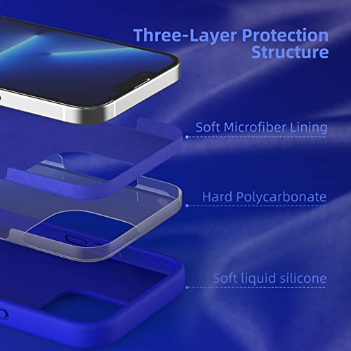 K TOMOTO Compatible with iPhone 13 Pro Max Case for Women, [Drop Protection] [Anti-Fingerprint] [Anti-Scratch] Shockproof Soft-Touch Silicone Phone Case for iPhone 13 Pro Max 6.7", Klein Blue
