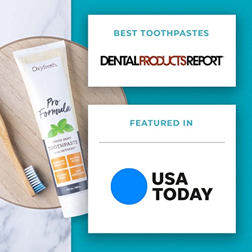 Oxyfresh Pro Formula Fresh Mint Toothpaste β Gentle Low Abrasion - Cosmetic Fluoride Free Formula - Great for Sensitive Teeth and Gums with Natural Essential Oils. 5.5 oz.