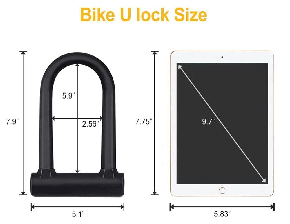 Cable Bike Lock, Bike Lock, 16mm Heavy Duty U-Lock with Key and Bike Lock Mounting Bracket