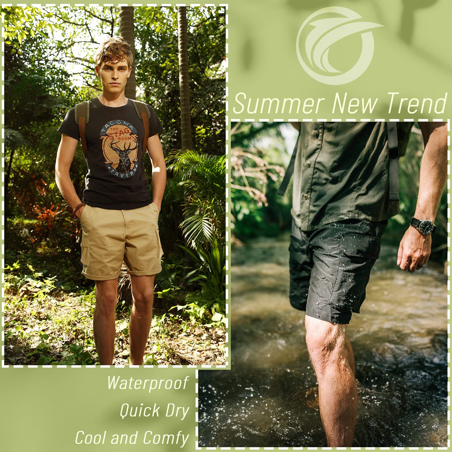 CANGHPGIN Mens Hiking Cargo Shorts 9" Quick Dry Stretch Casual Shorts Men Lightweight Fishing Work Shorts with Pockets