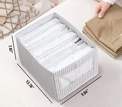 Lallamotion 2PCS Drawer Organizers for Clothing, 7 Grids Wardrobe Clothes Organizer, Clothes Drawer Organizer, Drawer Organizer Clothes, Jeans, Sweater, T-Shirts
