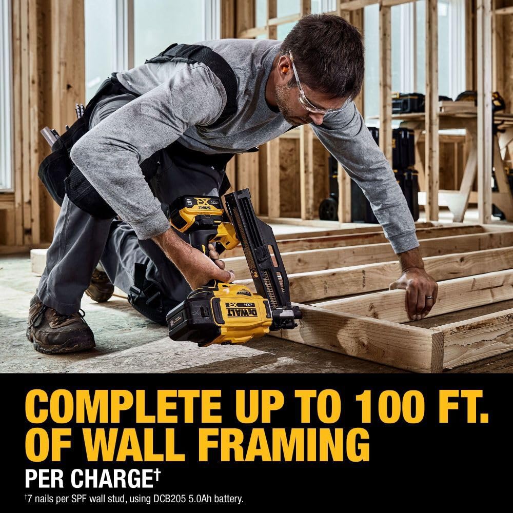 Dewalt DCN920P1 20V MAX Brushless 21-Degree Lithium-Ion Cordless Plastic Framing Nailer Kit (5 Ah)