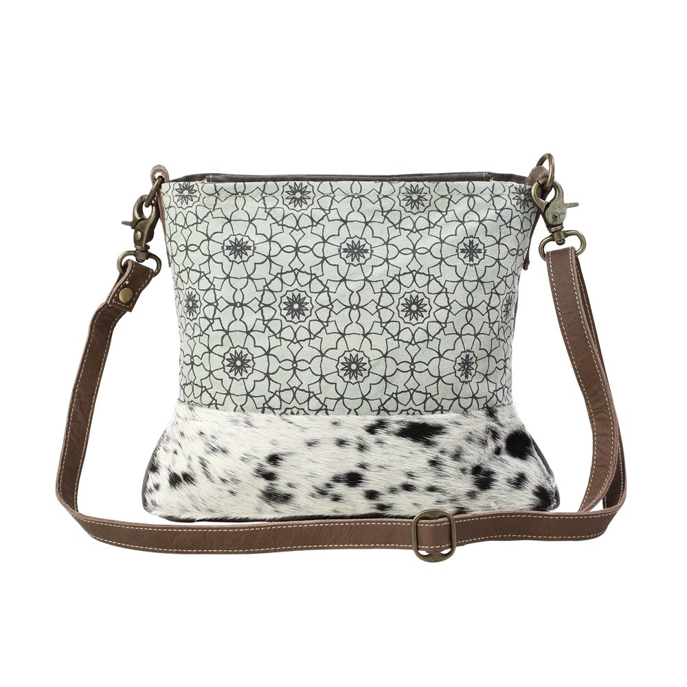 Myra Bag Green Floral Upcycled Canvas Shoulder Bag S-1196