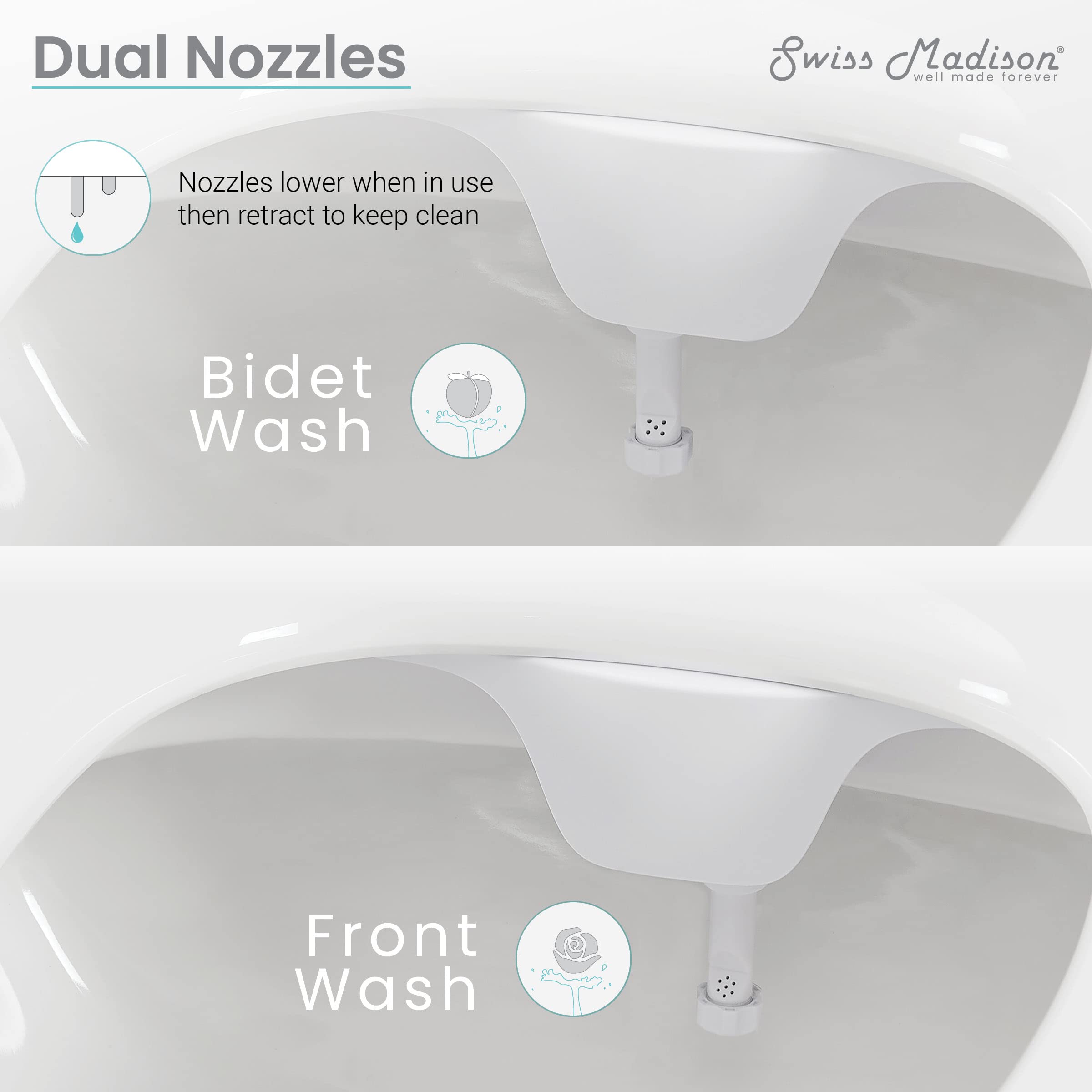 Swiss Madison Well Made Forever SM-BSA01 Aqua Non-Electric Toilet Bidet Seat Attachment, White