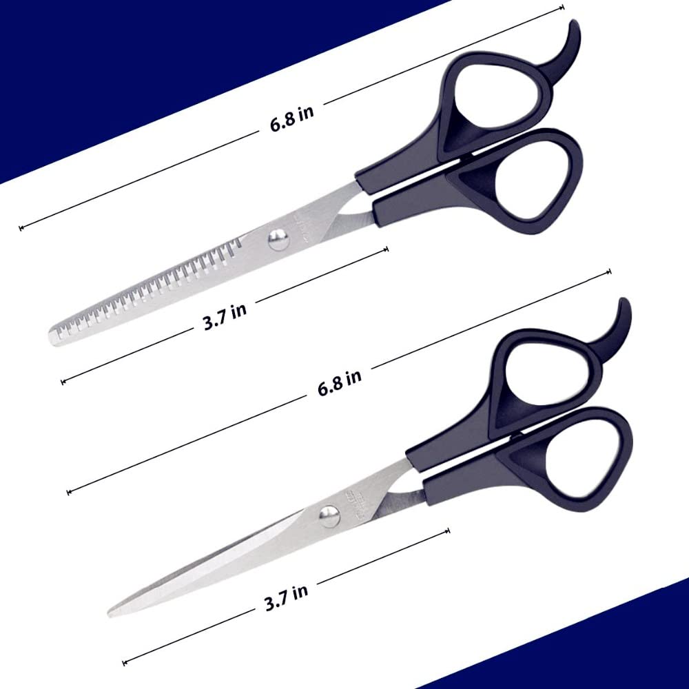 Cinlla Hair Scissors Hair Cutting Scissors Thinning Shears Haircut Barbers Salon Hair Styling Tool - 6 Inch Scissors Black with Comb