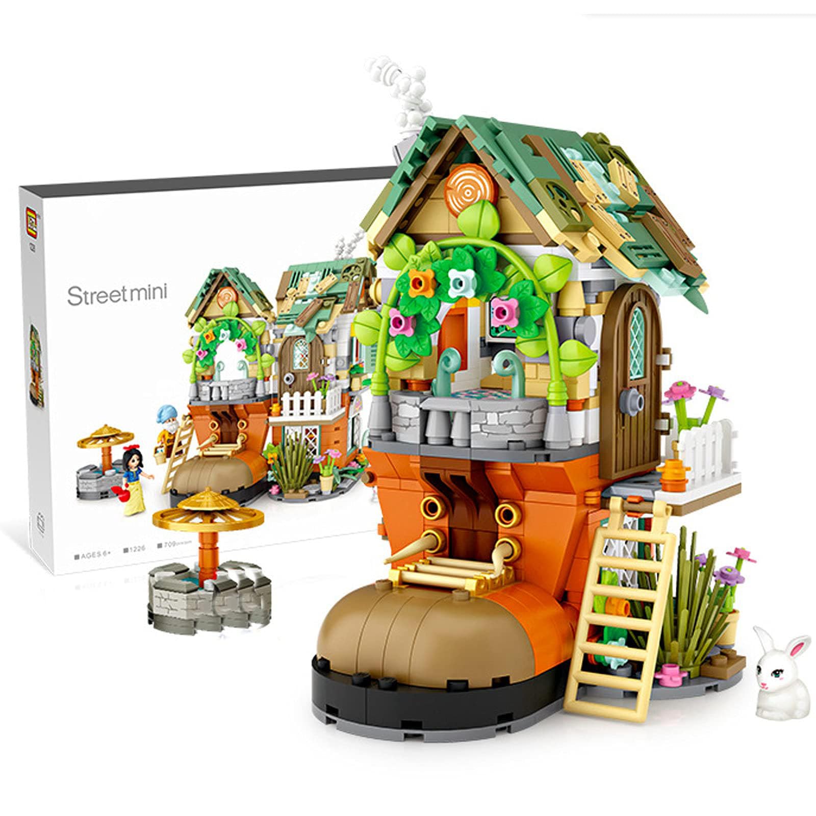 Seyaom Folding Fairy Tale Series House Building Sets, DIY Building Block Creative Construction Play Set,Forest Cabin/Dwarf Cabin Bricks Model Set, for Teens Boys Girls (Dwarf Cabin)