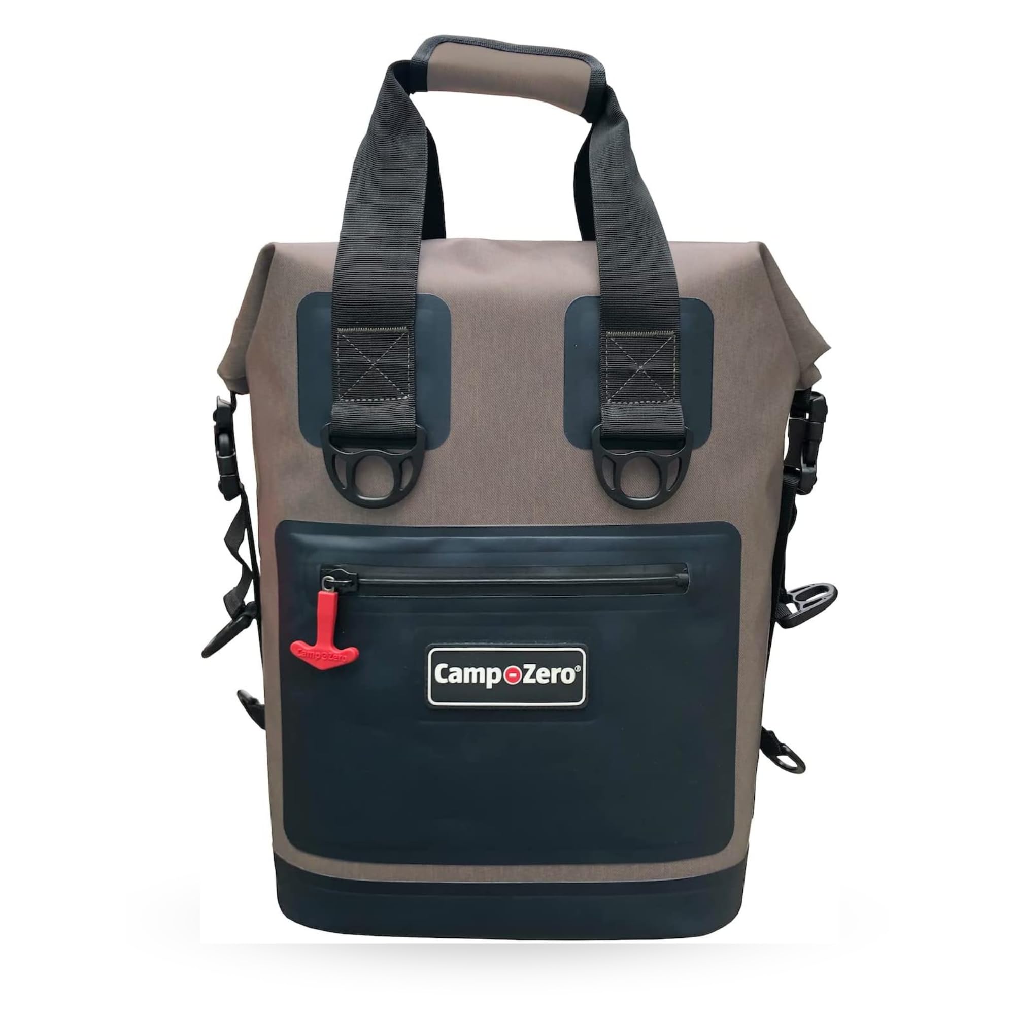 CAMP-ZERO Roll Top Cooler Bag with Backpack Straps | Easy Carry Handles & Air-Lock Closure | Keep Drinks Cold On Outdoor Adventures (Beige|Navy)
