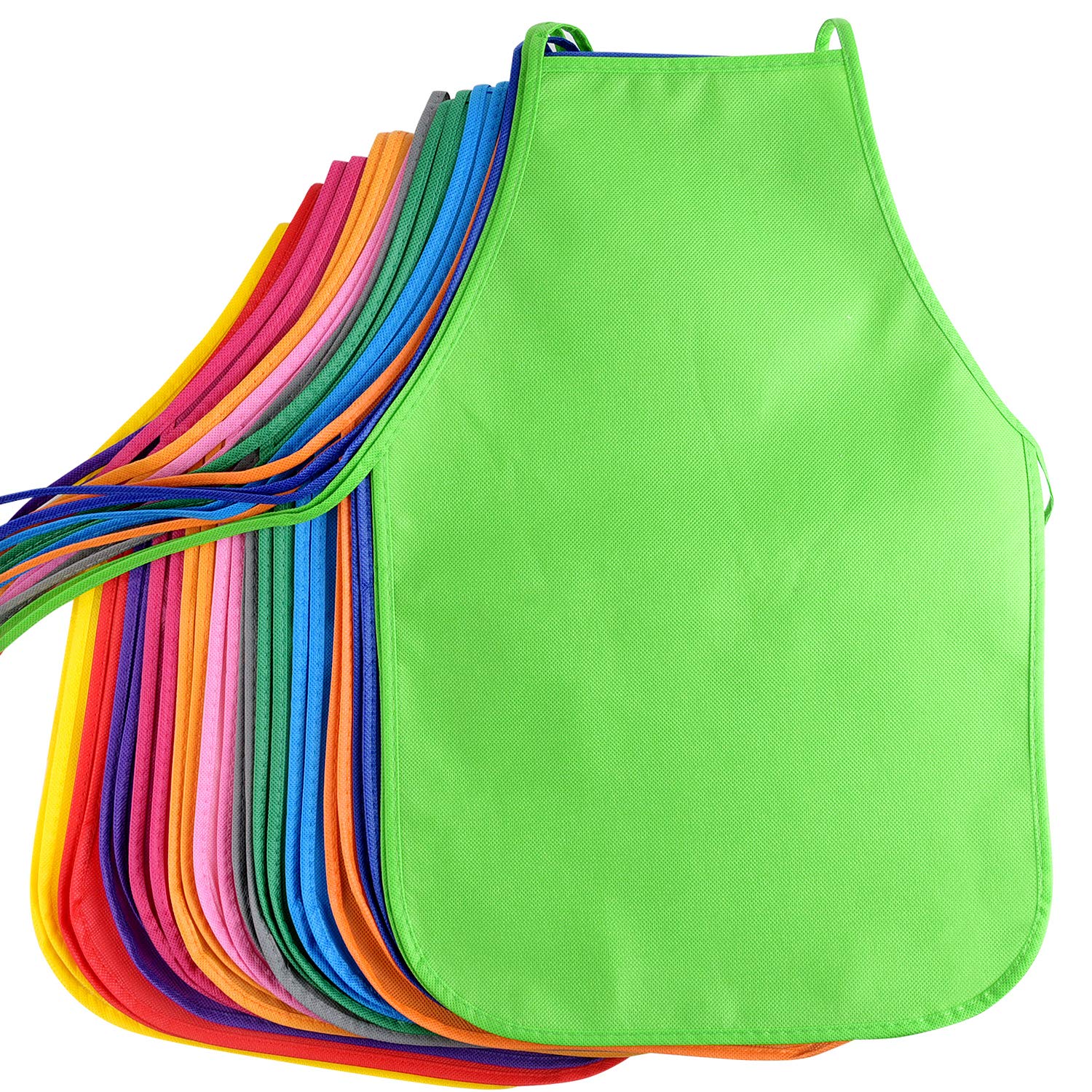 KUUQA 24 Pack 12 Colors Kids Art Aprons Children Painting Aprons Art Smocks for Craft, Kitchen, Classroom