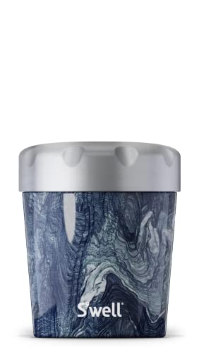 S'well Stainless Steel Ice Cream Pint Cooler 16 ounces Triple Layered Vacuum Insulated Keeps Ice Cream Frozen for Hours Ice Cream Pint Cooler, 1 Count (Pack of 1), Azurite Marble