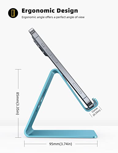 Lamicall Cell Phone Stand, Desk Phone Holder Cradle, Compatible for Phone 13 12 Mini 11 Pro Xs Max XR X 8 7 6 Plus SE, Smartphones Dock, Office Desktop Accessories - Blue