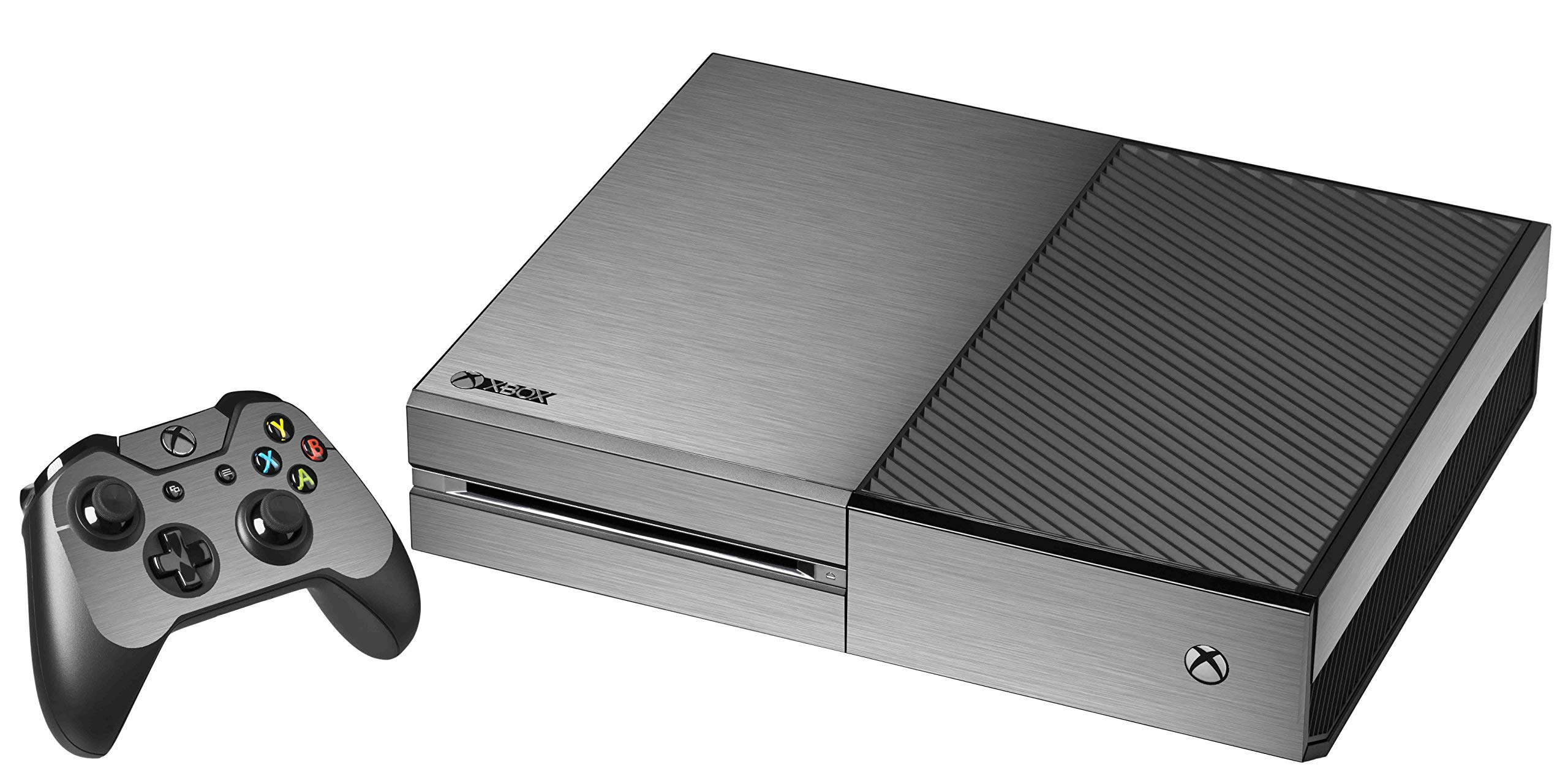 LidStyles Vinyl Protection Skin Kit Decal Sticker Compatible with Microsoft Xbox One Original Console (MTS #2 (Silver))