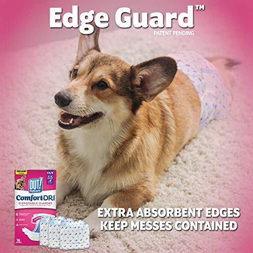 OUT! Pet Care Disposable Female Dog Diapers - Absorbent with Leak Proof Fit - XS/Small (Waist 13-18in) - 16 Count