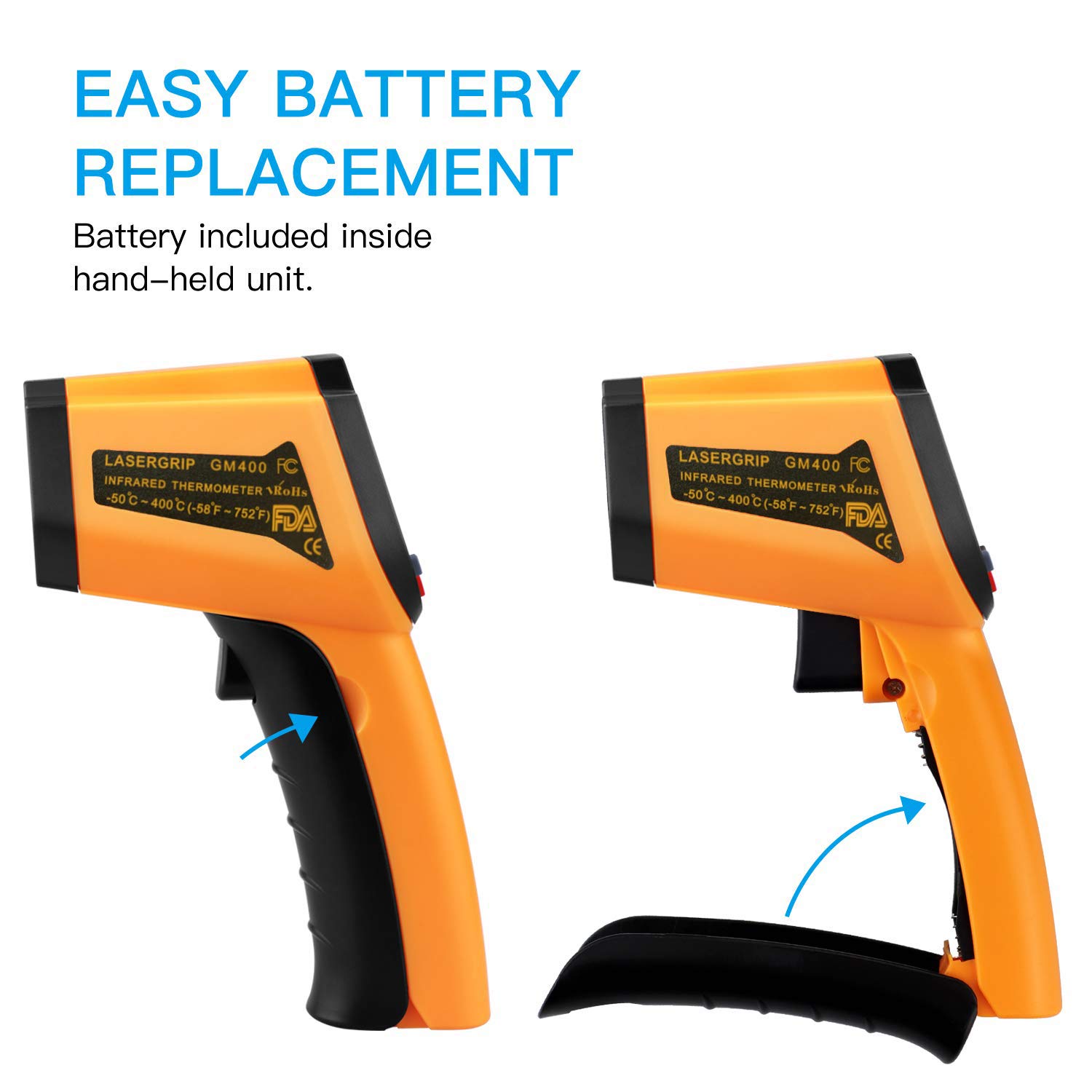 Digital Infrared Thermometer Gun Non-Contact Grip Infrared Laser Thermometer Temperature Gun -58℉~ 752℉ for Instant Read Meat Digital Kitchen Thermometer for Cooking Oil Deep Fry BBQ
