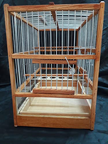 Wooden Hand Crafted Bird Cage; Slide Out Tray, Plexiglas