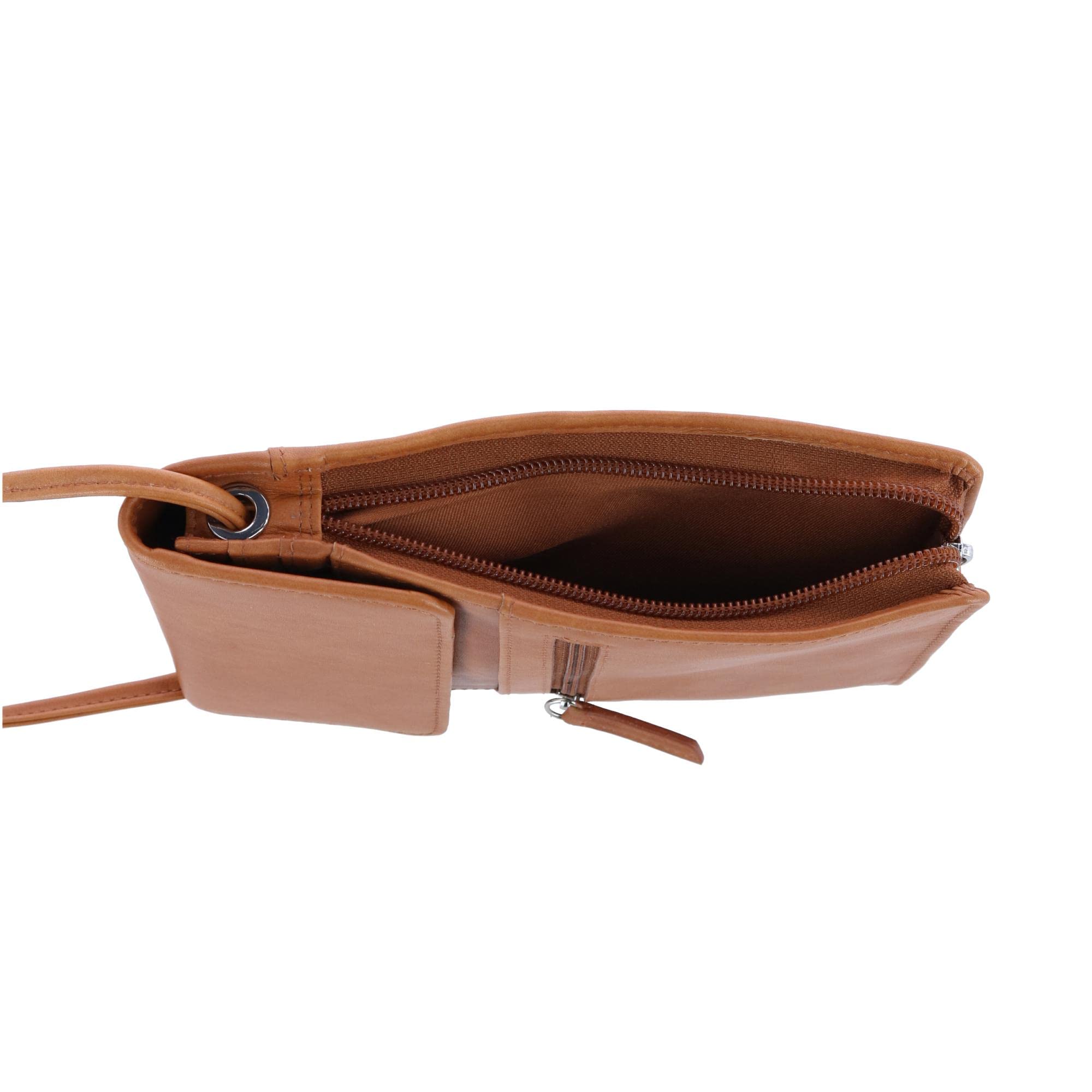 ili New York 6824 Leather Crossbody Organizer with RFID Blocking Lining (Antique Saddle)