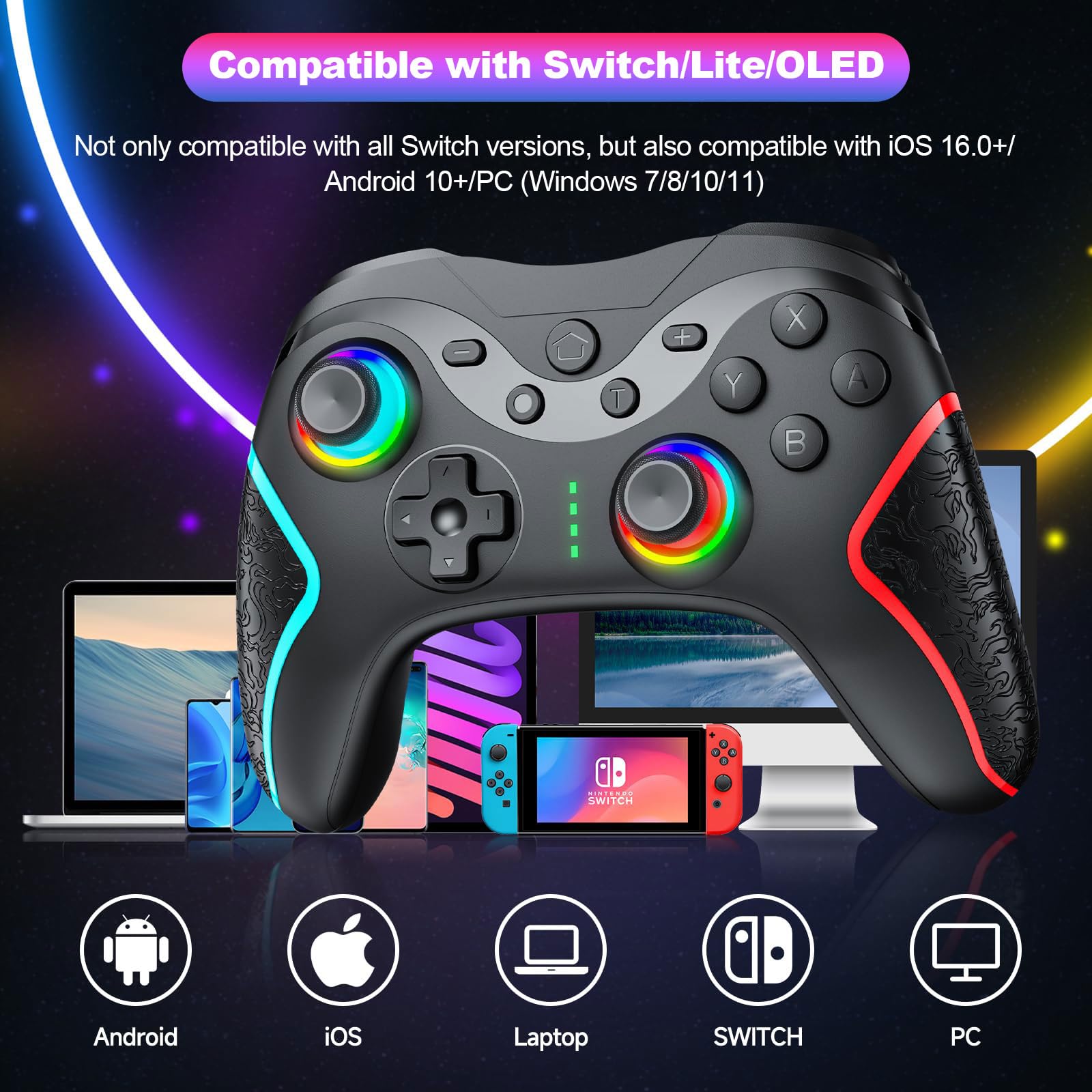 Bidfoce Controller for P4 Remote Control Compatible with Playstation 4/Slim/Pro, Wireless Gaming Controllers with Double Vibration