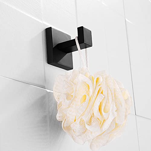 MOKIUER Towel Hooks for Bathroom Bath Robe Hook,Towel Holder Towel Hanger Coat Hooks Sponges Hangers Wall Mount Heavy Duty for Kitchen Garage Cabinet Closet Door,Matte Black,4 Pack