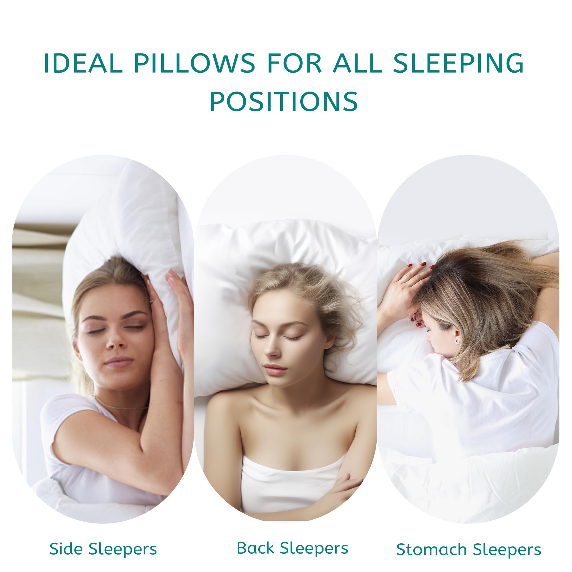 Botduck Bed Pillows Standard Queen Size Set of 4 Soft Down Alternative Pillow for Sleeping Medium Supportive for Side Back Stomach Sleeper 20x26 Inch White