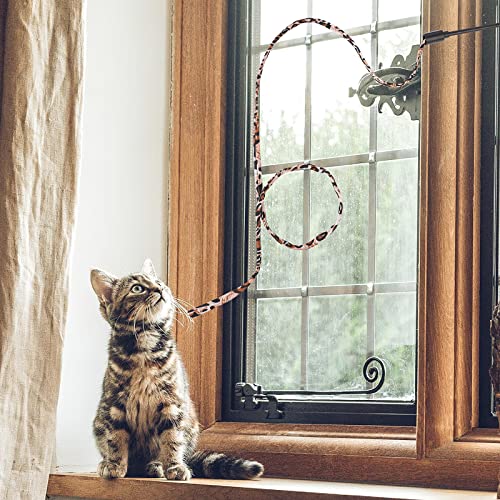 Molain Cat Wand Rainbow Toy, 5pcs Rainbow Ribbon Wand for Kittens Training Rainbow Ribbon Interactive Catcher Wand Stick Toy for Kitten Cat Indoor Exerciser Playing(30cm, Leopard Print)