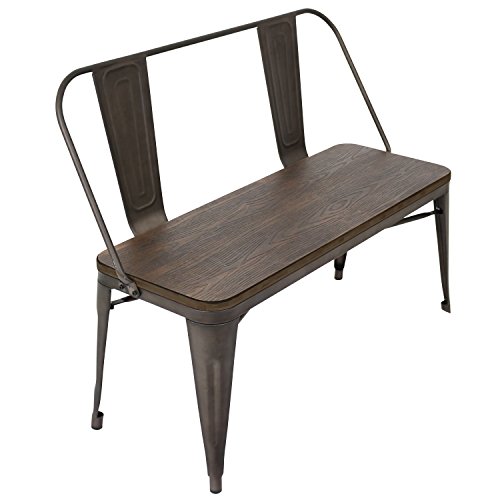 WOYBR Steel, Bamboo Oregon Dining Bench, 18.50" L x 41.50" W x 32.75" H, Antique/Espresso
