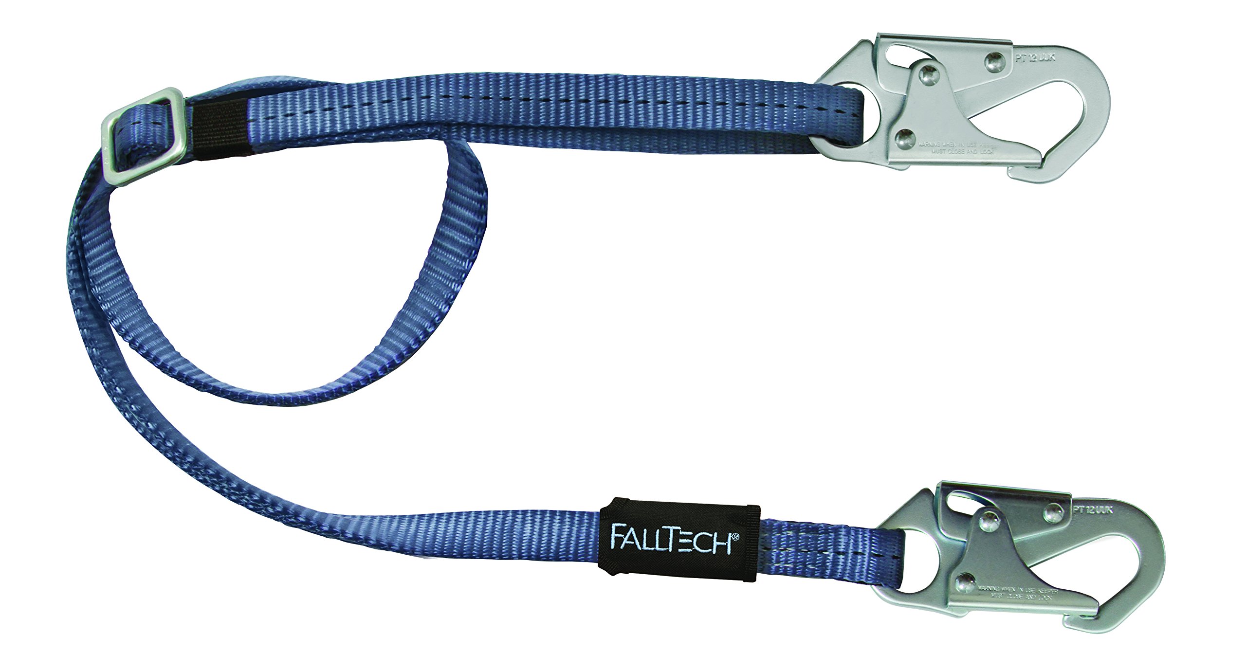 FallTech 820920 Restraint Lanyard - Adjustable Single Leg, 2 Snap Hooks, 11' to 20', Blue