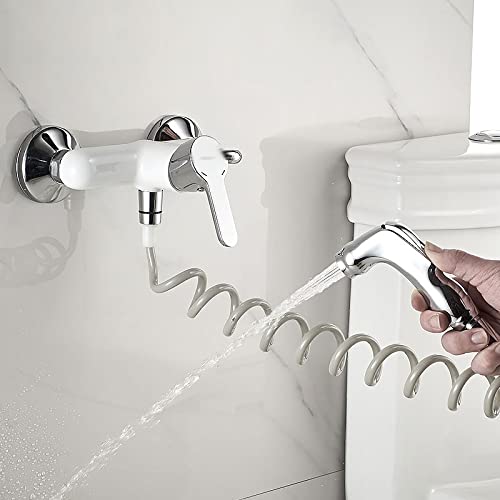 DFHBFG Bidets Faucet White Toilet Cleaner Set Shower Spray Bidet Sprayer Faucets Wall Mounted