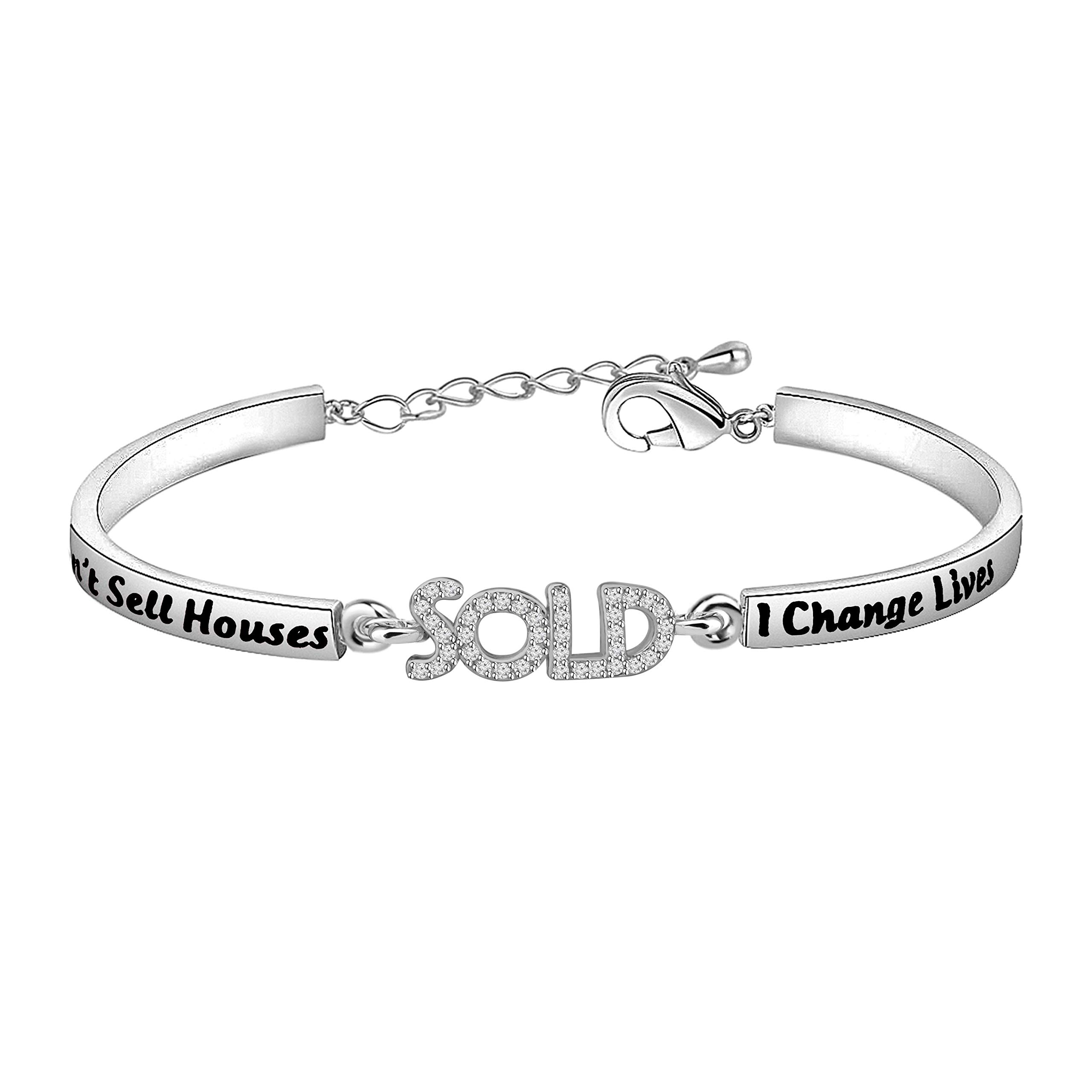 BLEOUK Realtor Gift Real Estate Agent Appreciation Gift I Don't Sell House I Change Lives (Change Lives Silver)