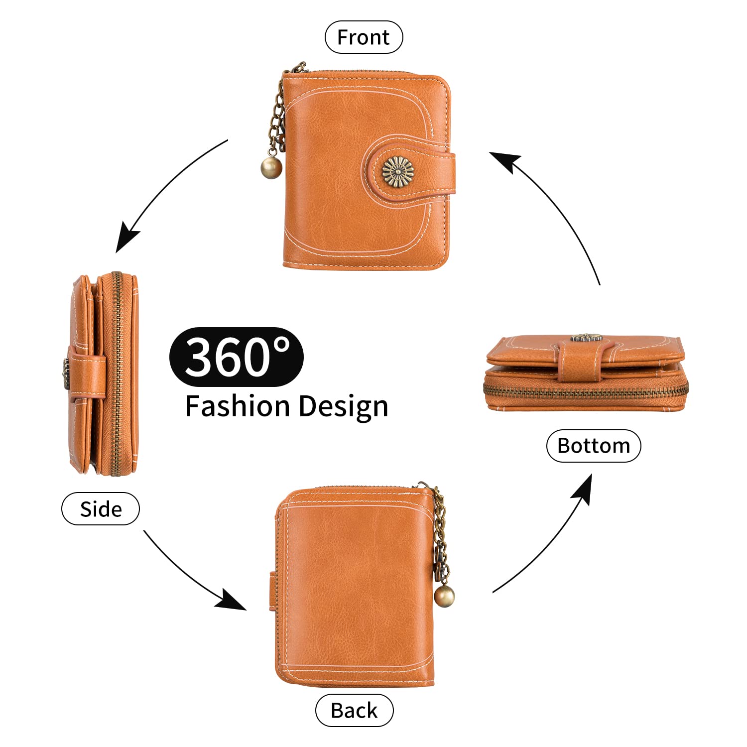 PAPUKA RFID Wallet for Women Genuine Leather Card Holder Large Phone Holder Clutch Travel Checkbook Organizer Zipper Coin Purse