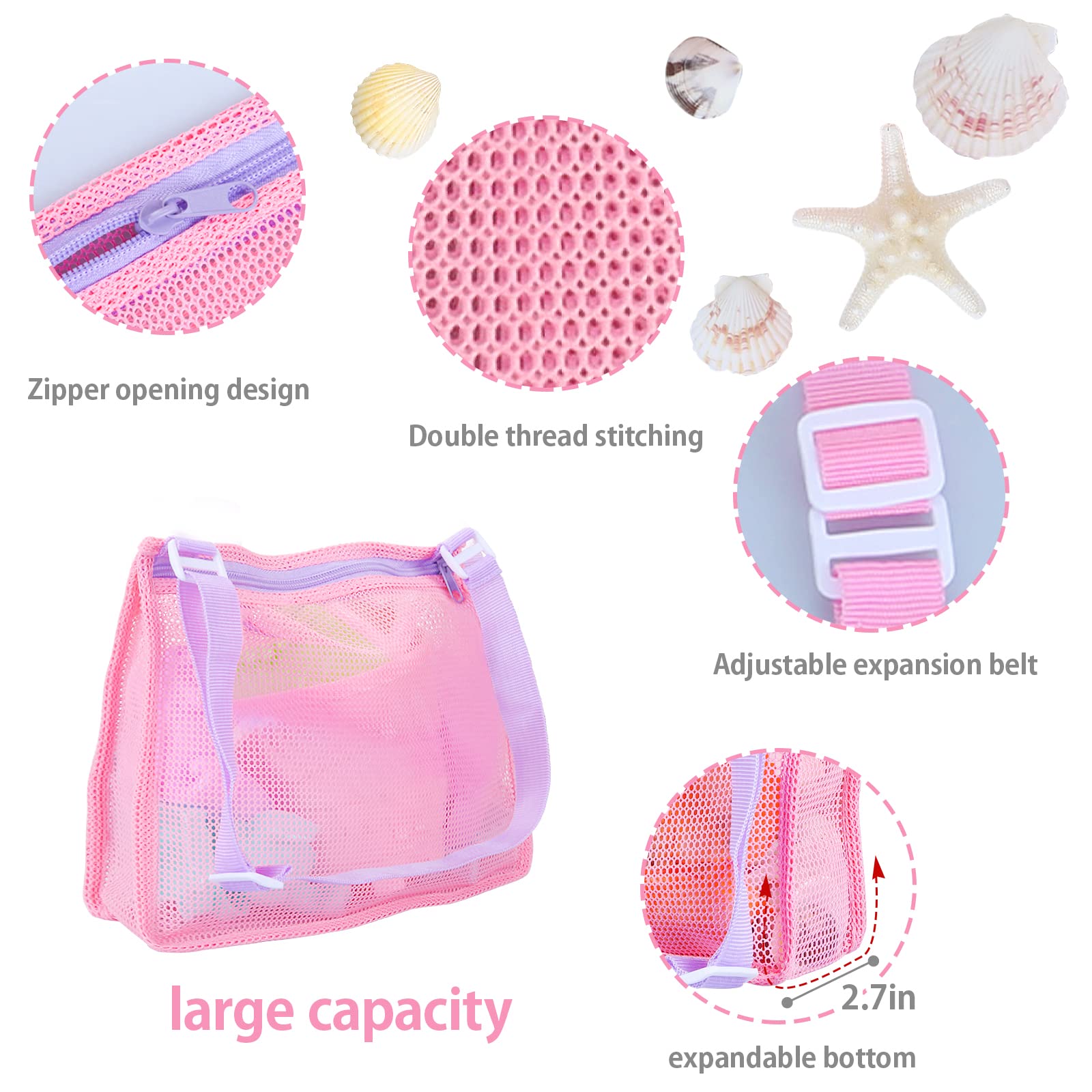 Tagitary Beach Sand Toys Set for Kids 3-10 with Bucket Watering Can Shovel Rake Sand Molds Beach Shell Bag