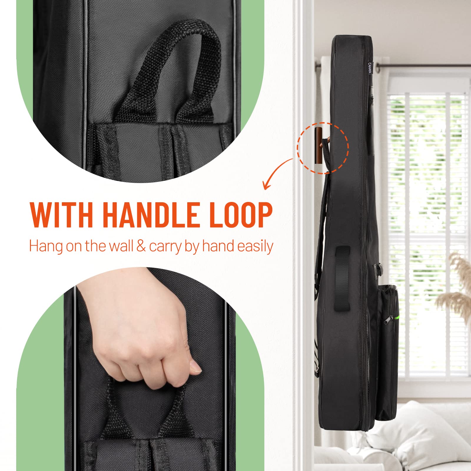 CAHAYA 𝗔𝗰𝗼𝘂𝘀𝘁𝗶𝗰 𝗚𝘂𝗶𝘁𝗮𝗿 𝗕𝗮𝗴 0.35 In Thick Padding for 40 41 42 in Acoustic Guitars Waterproof Dual Adjustable Shoulder Strap Guitar Case Gig Bag with Back Hanger Loop, Green CY0291