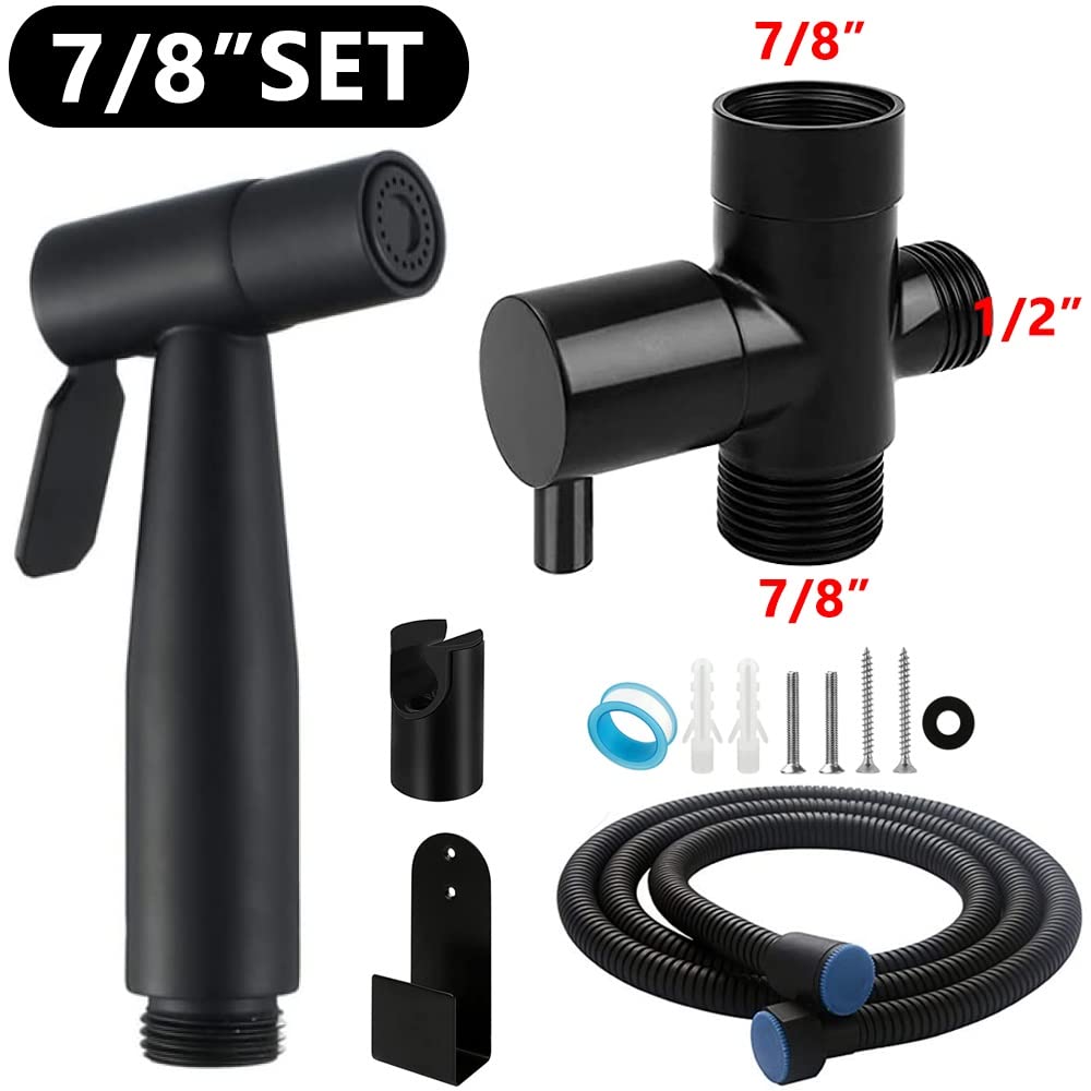 DFHBFG Black Toilet Bidet Sprayer Kit Set Hand Hold Stainless Steel for Bathroom Personal Cleanse Faucet (Color : E)