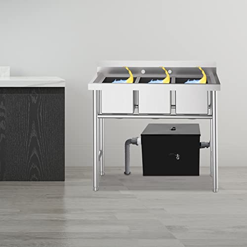 MARTEXBUY Commercial Grease Interceptor 40LB, Stainless Stee Grease Trap, Grease Interceptor Trap with Side Water Inlet, Under Sink Grease Trap for Restaurant Canteen Factory Home Kitchen