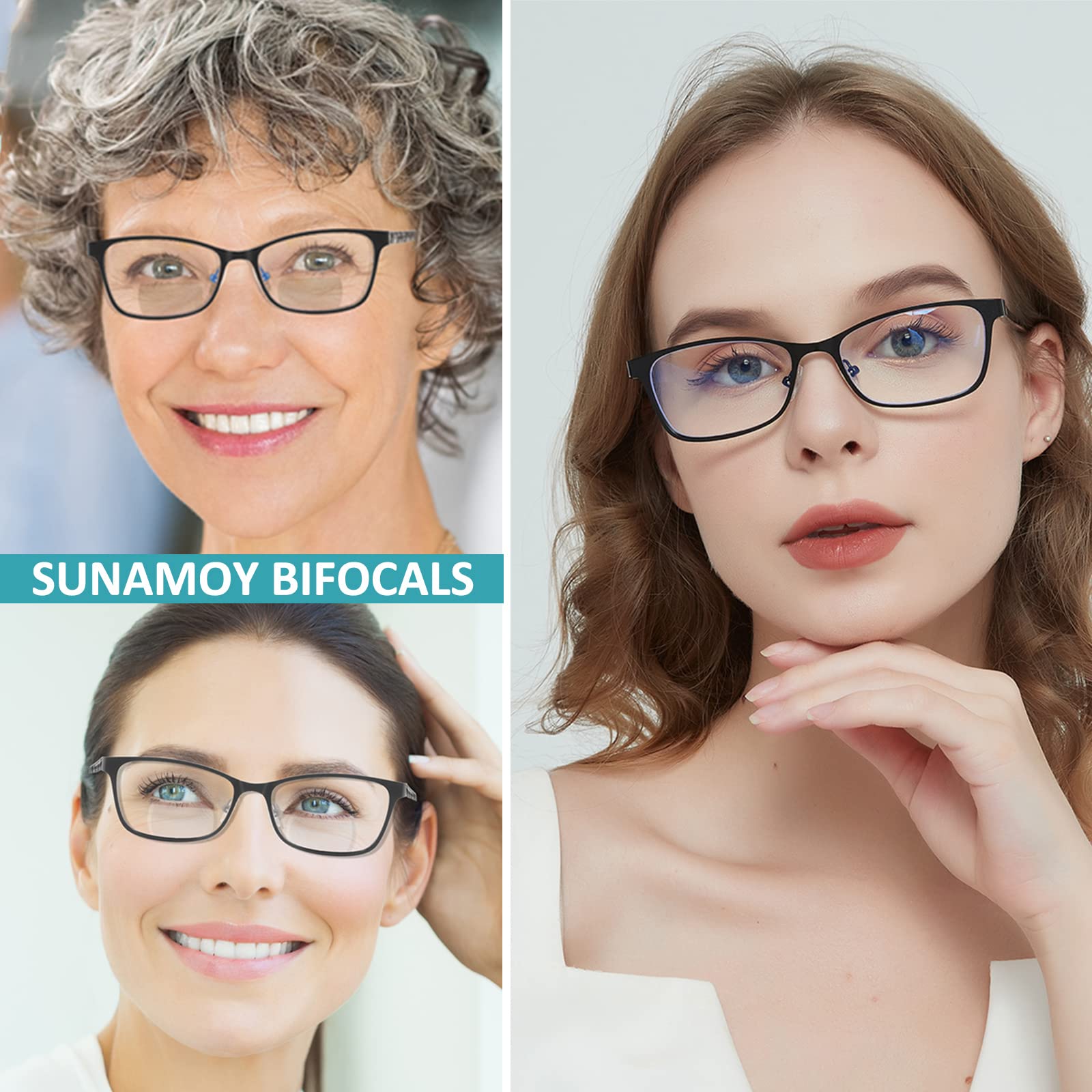 Bifocal Reading Glasses Women Cateye Blue Light Blocking Reader Stylish Clear Upper Computer Designer Small Frame Cute Ladies Cheater Red Eyeglasses Fashion Lined Metal Farsighted Spectacle +2.25