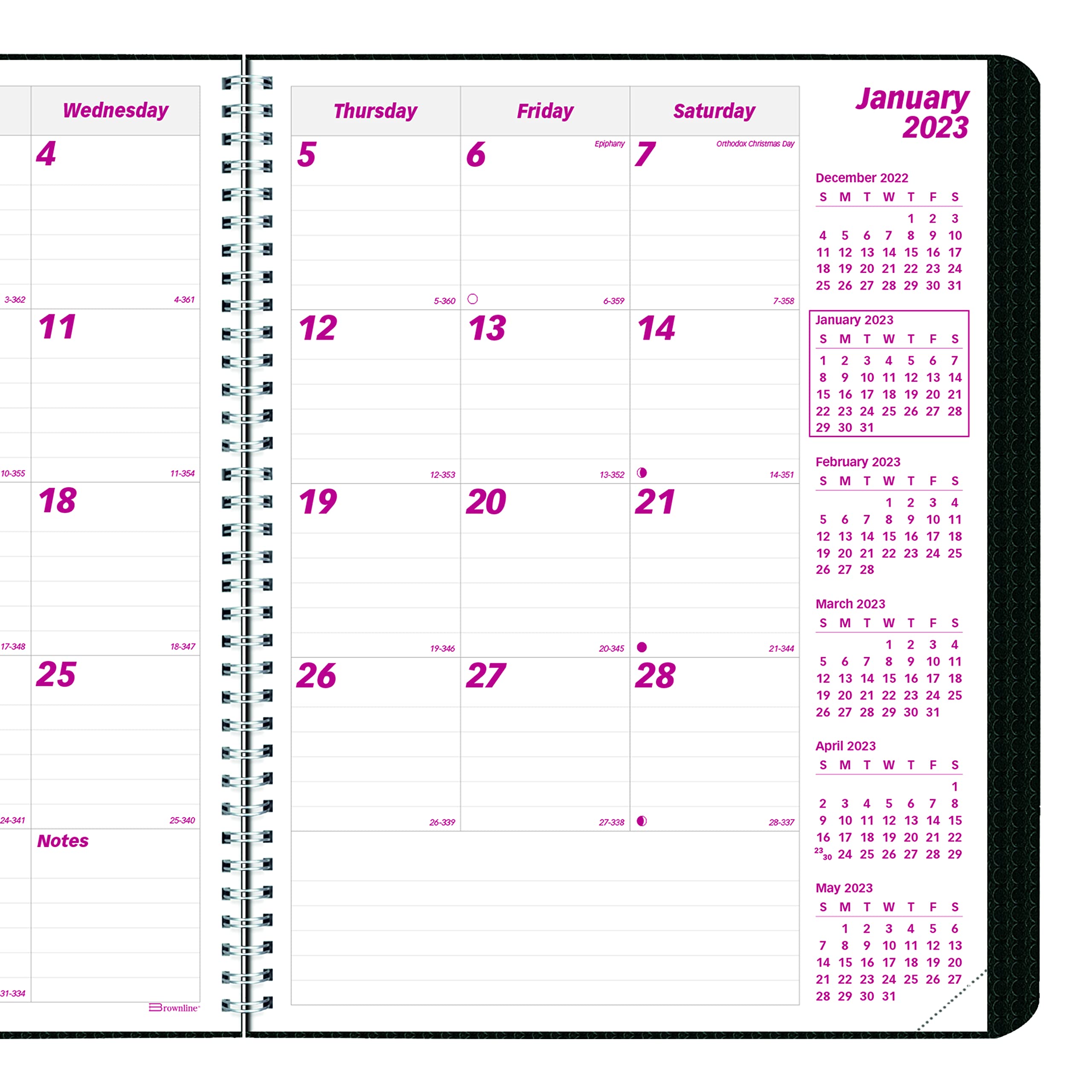 Brownline 2023 DuraFlex Monthly Planner, 14 Months, December 2022 to January 2024, Twin-Wire Binding, 11" x 8.5", Black (CB1262V.BLK-23)