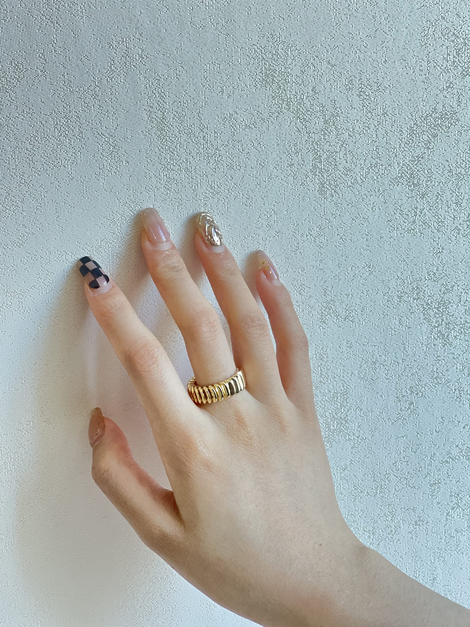 BLESSAIA Chunky Gold Ring - 18k Gold Plated Geometric Statement Ring Textured Stacking Band Rings for Women and Girls (GOLD1)