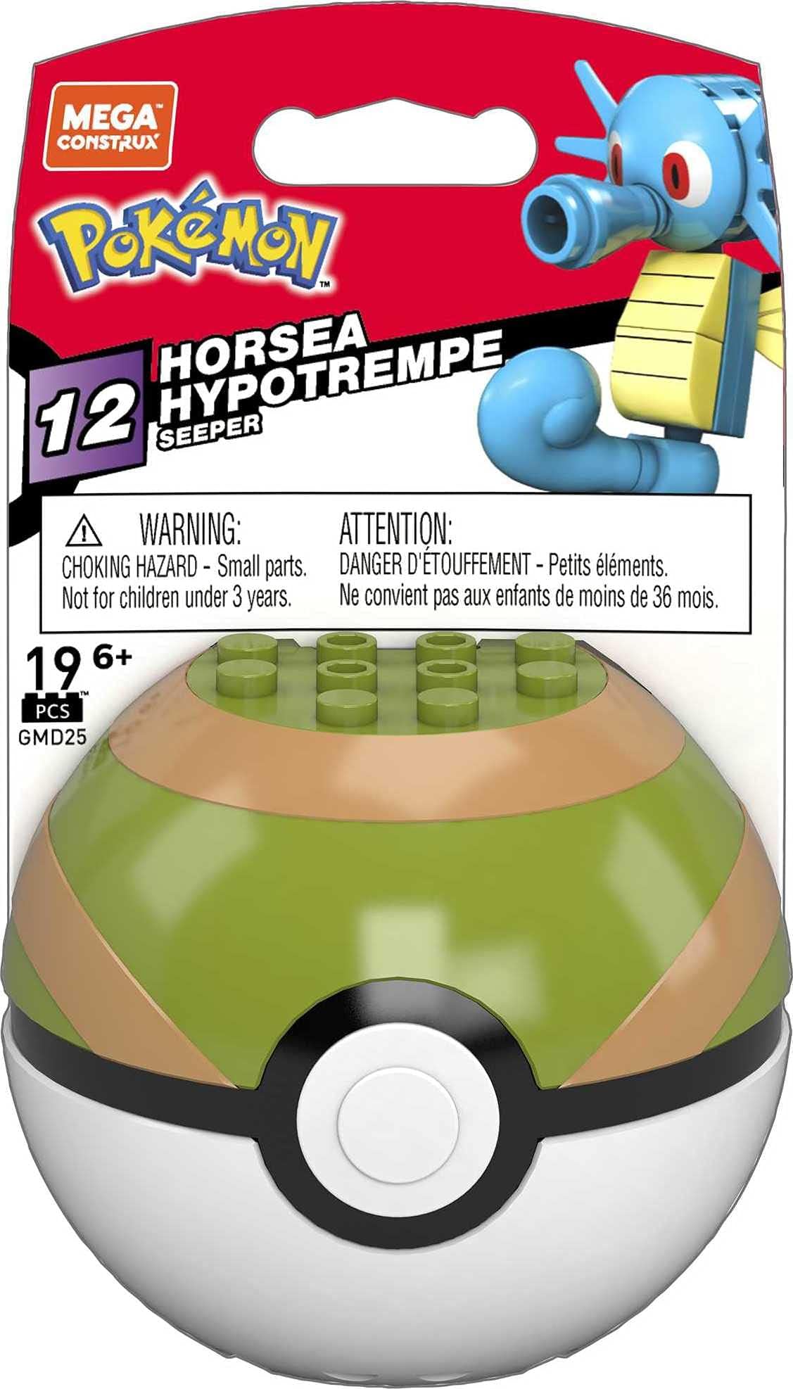 Mega Construx Pokemon Horsea Construction Set with Character Figures, Building Toys for Kids (19 Pieces)