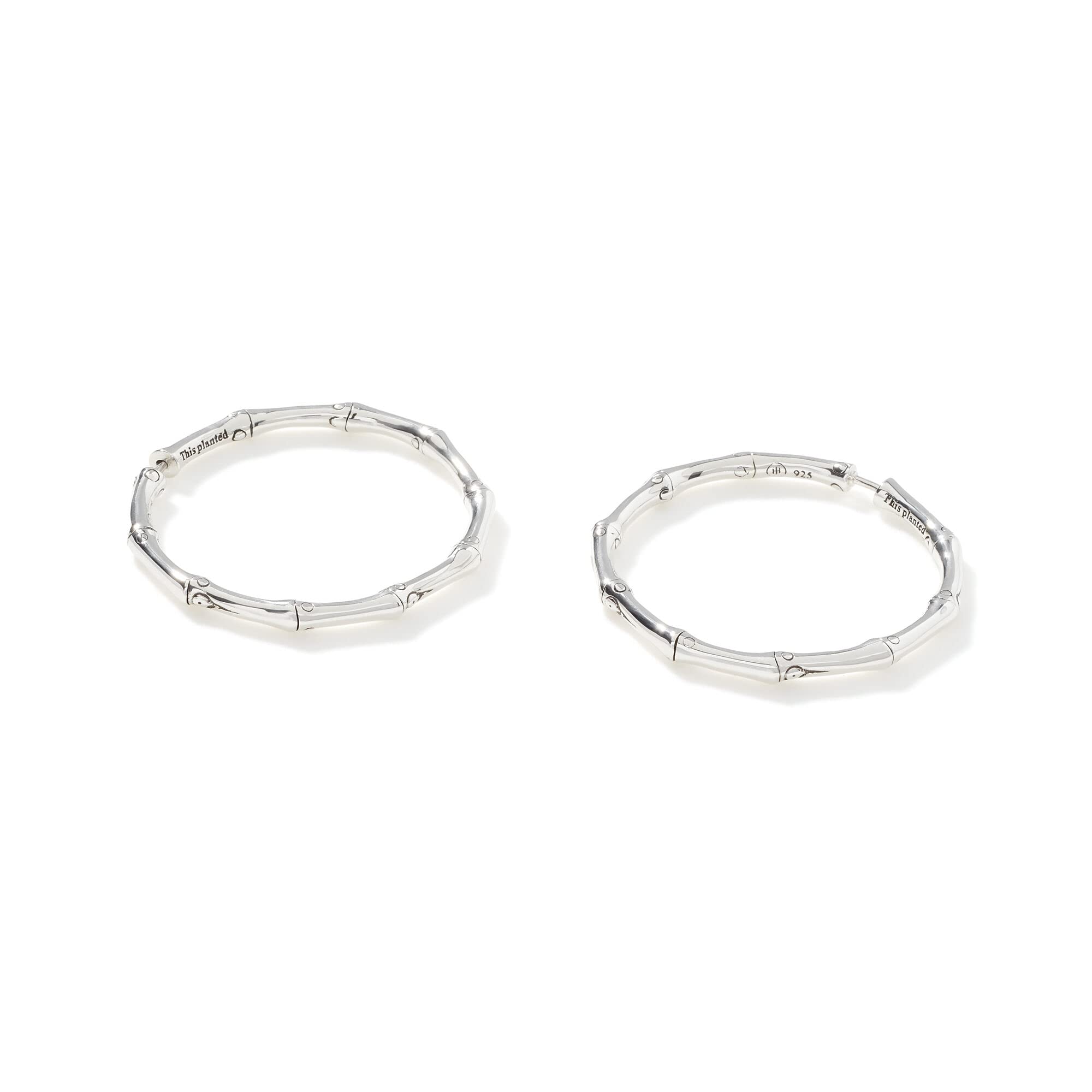 Bamboo Silver Hoop Earrings (30.5)