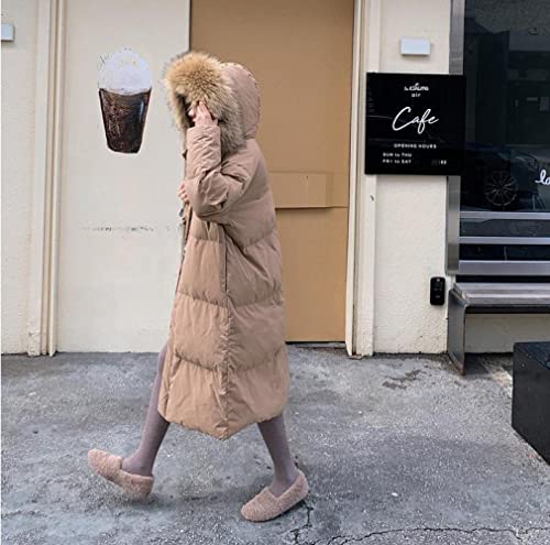BLFYQB Padded Women in The Long Section Winter Loose Thicken Thigh Student Down Coat Coat Tide Fit The Wrist Cuffs/Coffee/L