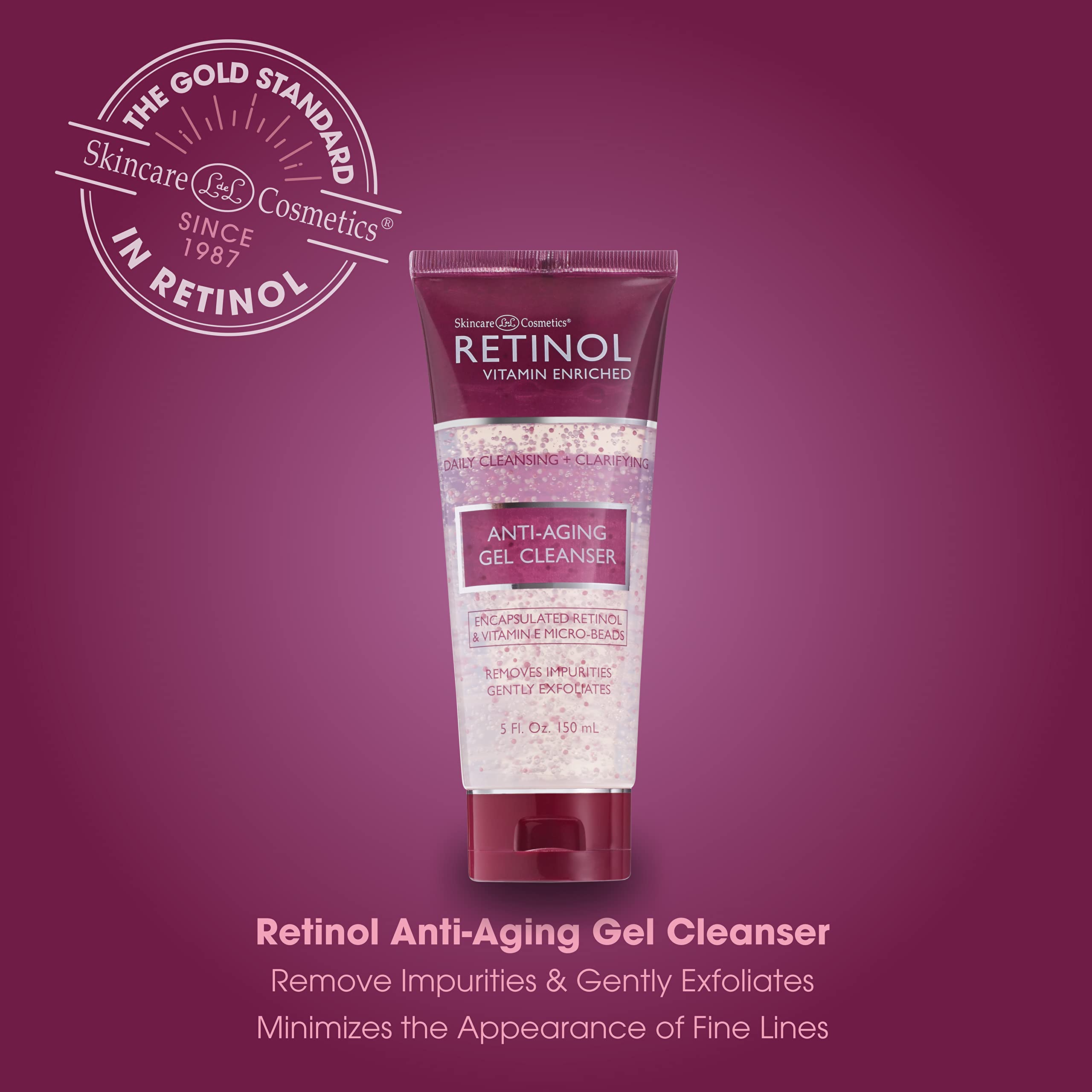 Retinol Anti-Aging Gel Cleanser โ Gently Cleans Impurities From Pores & Exfoliates for Soft, Smooth Skin โ Antioxidant-Rich Micro-Beads w/ Vitamin A & E Maximize Renewing Benefits Of Retinol