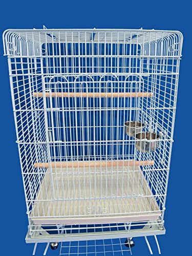 Large 57-Inch Open Square Plays Top Parrot Lovebird Cockatiel Cockatiels Parakeets Cage with Removable Rolling Stand