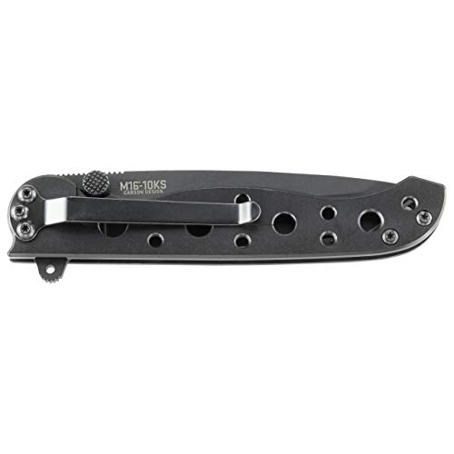 CRKT M16-10KS EDC Folding Pocket Knife: Everyday Carry, Black Serrated Edge Blade, Tanto, Frame Lock, Stainless Steel Handle, Reversible Pocket Clip
