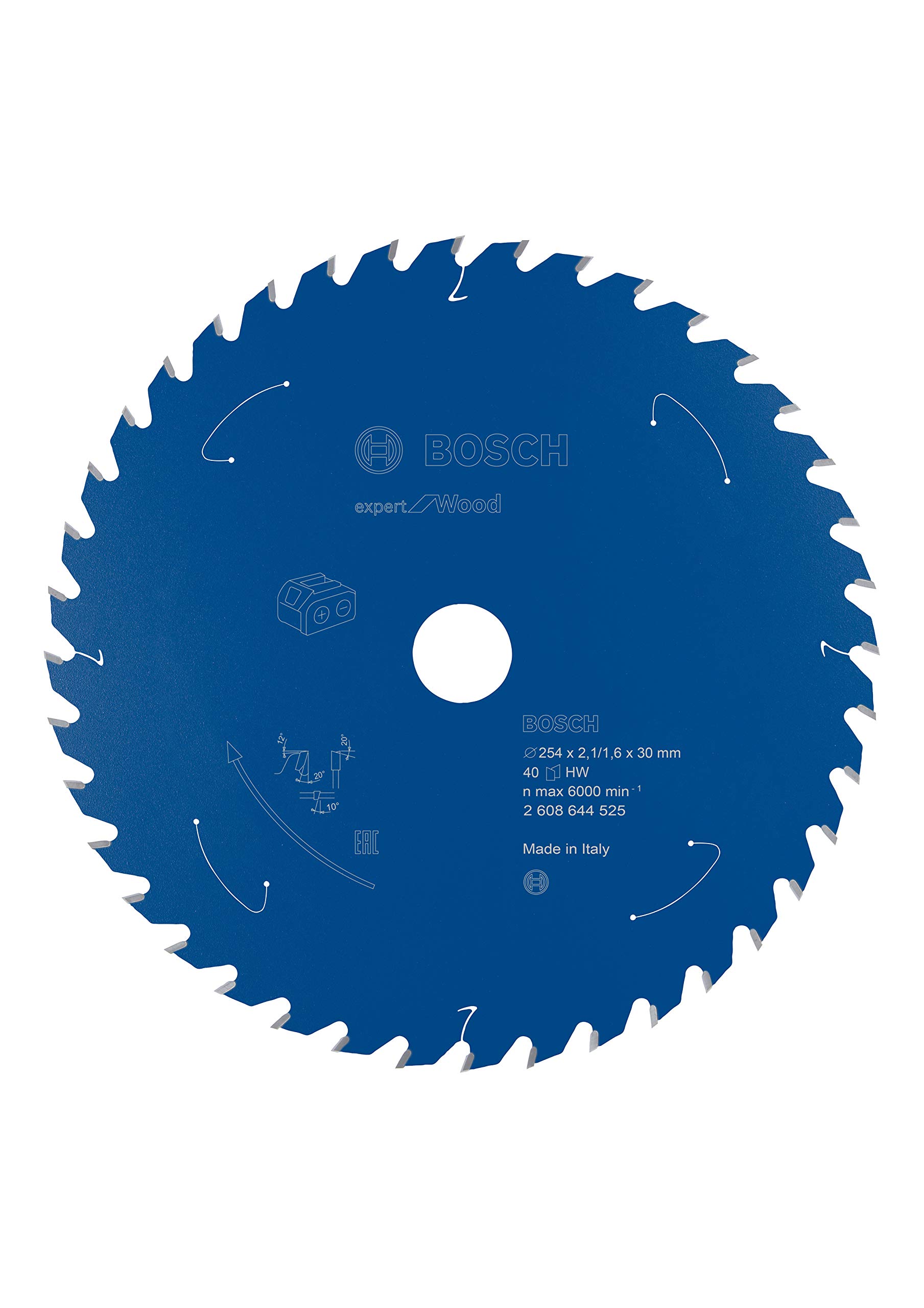 Bosch Professional Circular Saw Blade Expert (for Wood, 254 x 30 x 2.1 mm, 40 teeth; Accessories: Cordless Circular Saw)
