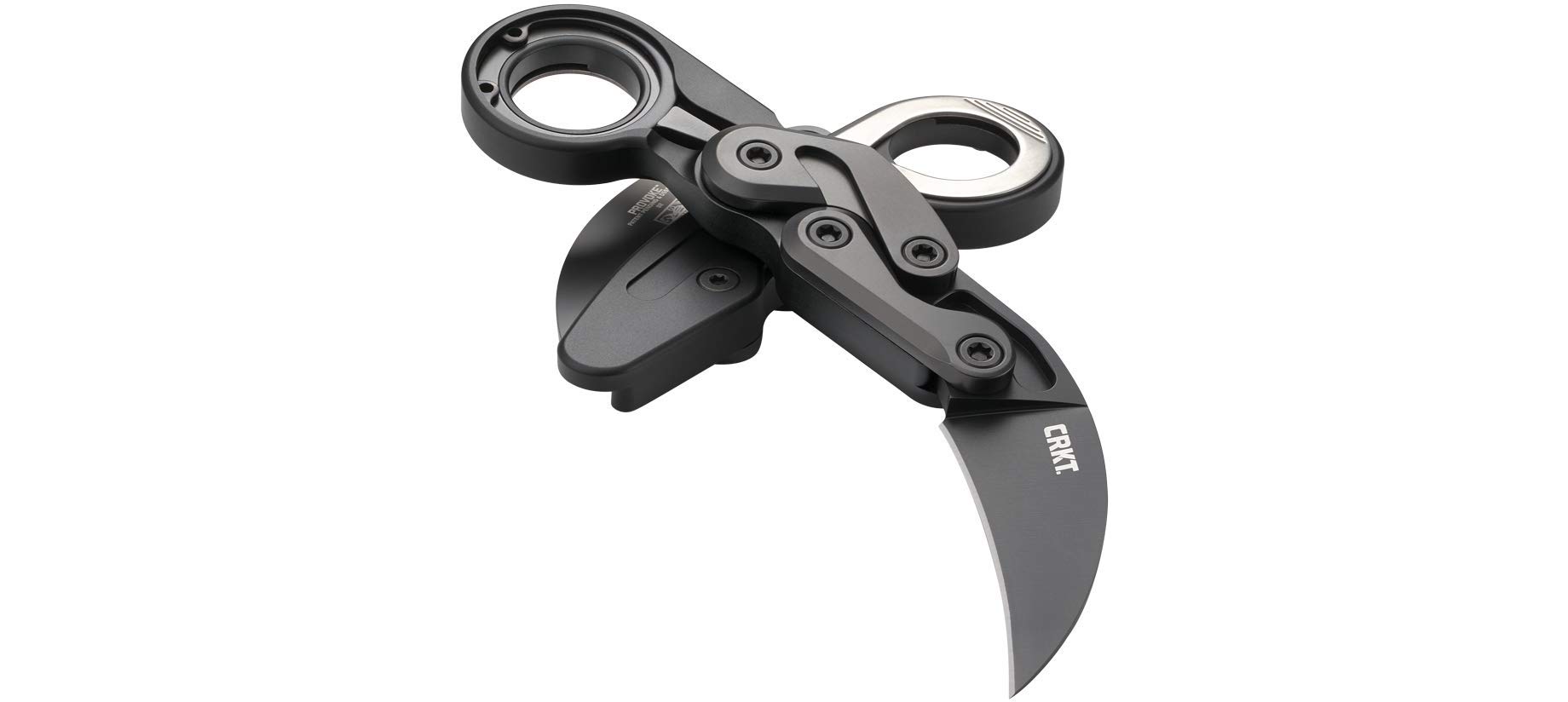 CRKT Provoke First Responder Folding Pocket Knife: Morphing Karambit, D2 Blade Steel, Kinematic Pivot Action, Integrated Safety Lock, Low Profile Pocket Clip, Glass Breaker, Sheath 4042