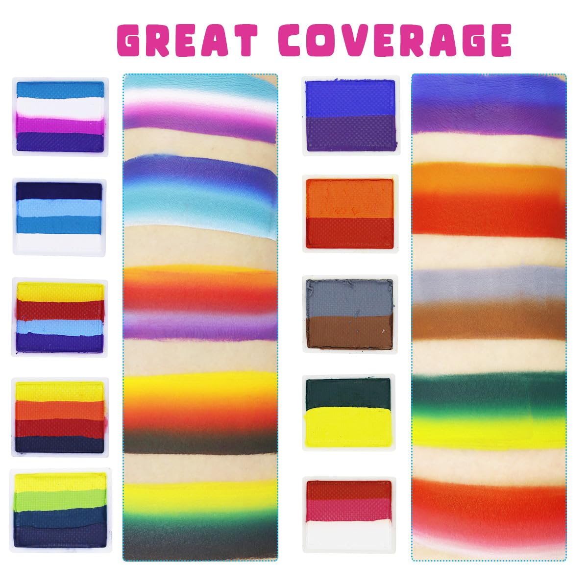 Bowitzki Professional Face Painting Kit For Kids Adults 12 x 10gm Face Paint Set Stencil One Stroke Split Cake Palette Non Toxic Rainbow Cakes Flora Unicorn Body Makeup Halloween Christmas Easter