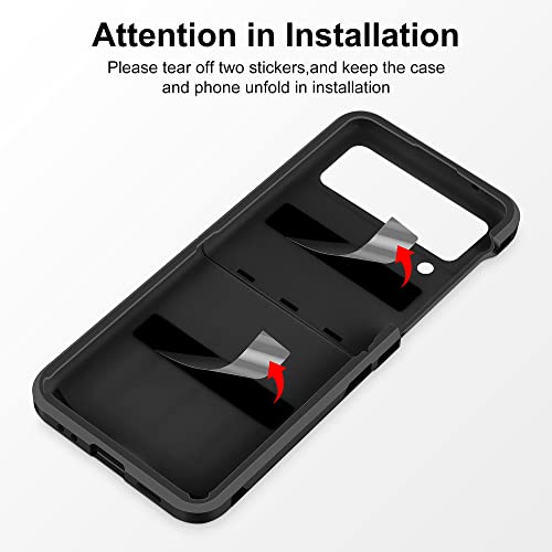 SAMONPOW for Samsung Galaxy Z Flip 4 Case, Z Flip 4 Case with Upgraded Hinge Protection Dual Layer Hard PC Soft TPU Bumper Full Body Shockproof Flip 4 Phone Case for Galaxy Z Flip 4 5G Case - Black