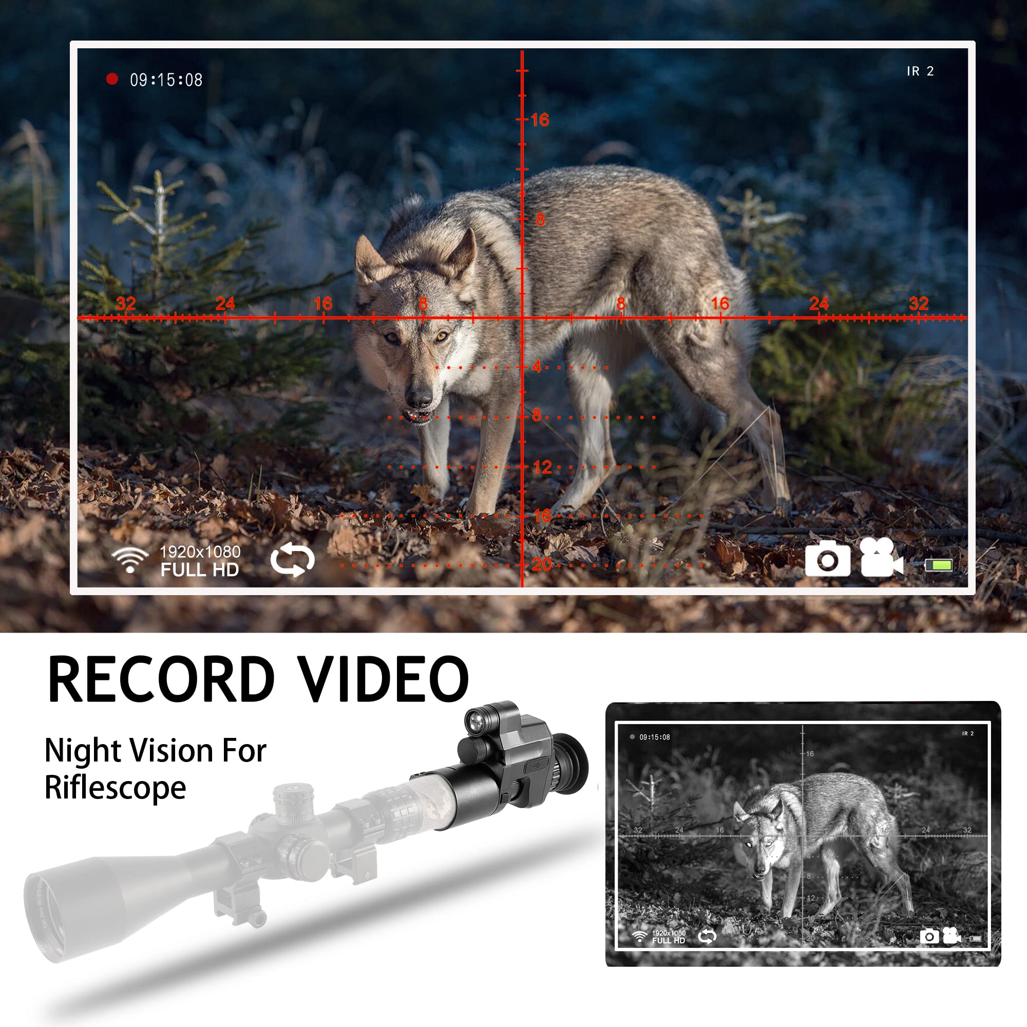 BESTSIGHT Pard NV007V Night Vision Scope 1080p HD WiFi Camera Camcorder Function Night Vision Scope Digital Night Vision- Including 32G SD Portable Day&Night Mode for Hunting Night Vision,Observation