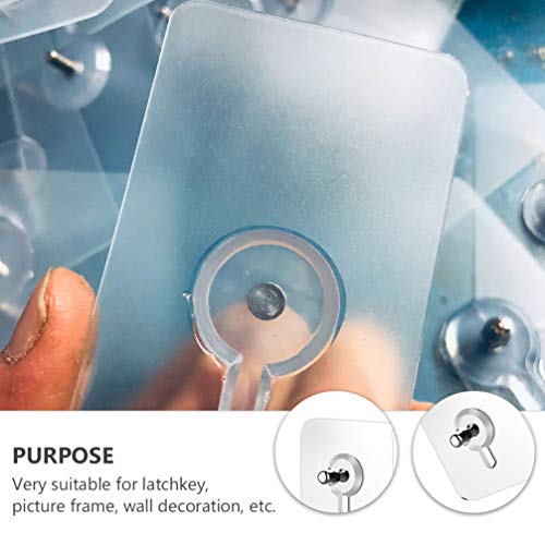 DOITOOL Self Adhesive Nails Wall Mount Non-Trace Screw Hook Stickers,10 Pcs Screw Free Stickers for Hanging Bathroom Kitchen Shower Room (16mm)