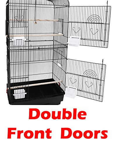 Large Open Top Canary Parakeet Cockatiel Lovebird Finch Bird Cage - 18" Length x 14" Depth x 35" Height